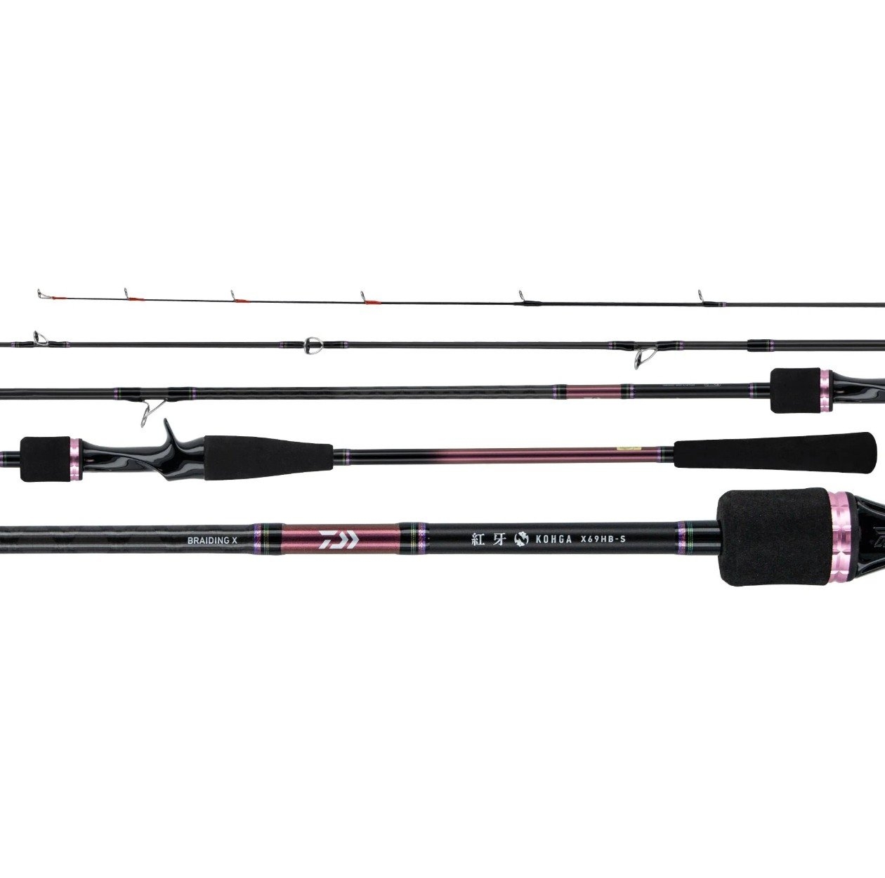 Daiwa 25 Kohga Red Fang K69XHB Baitcaster Rod 6ft 5in PE 0.8-1.5 2pc ...