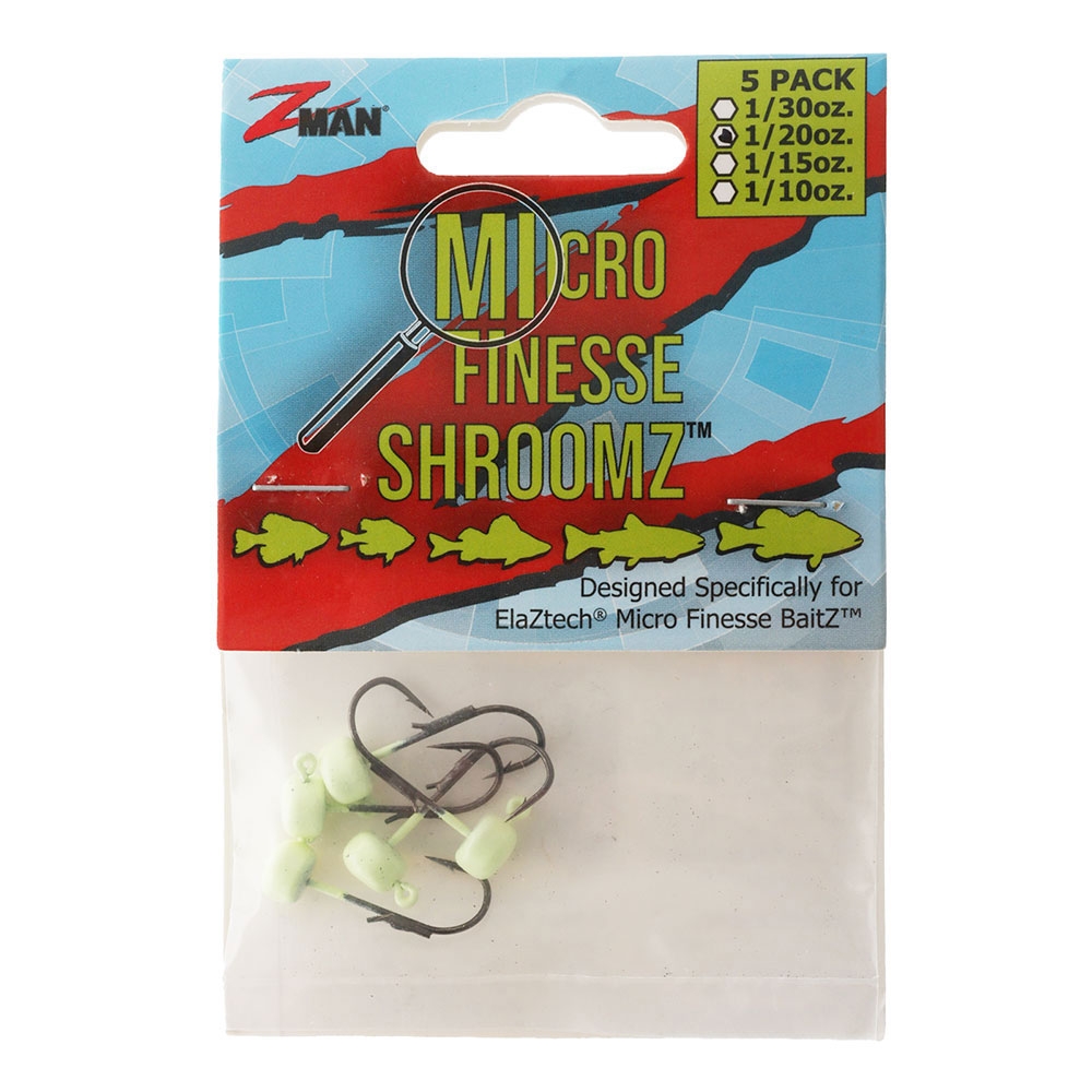 Z-Man Micro Finesse ShroomZ Jig Head Glow Qty 5 1/20oz - Jig Heads ...