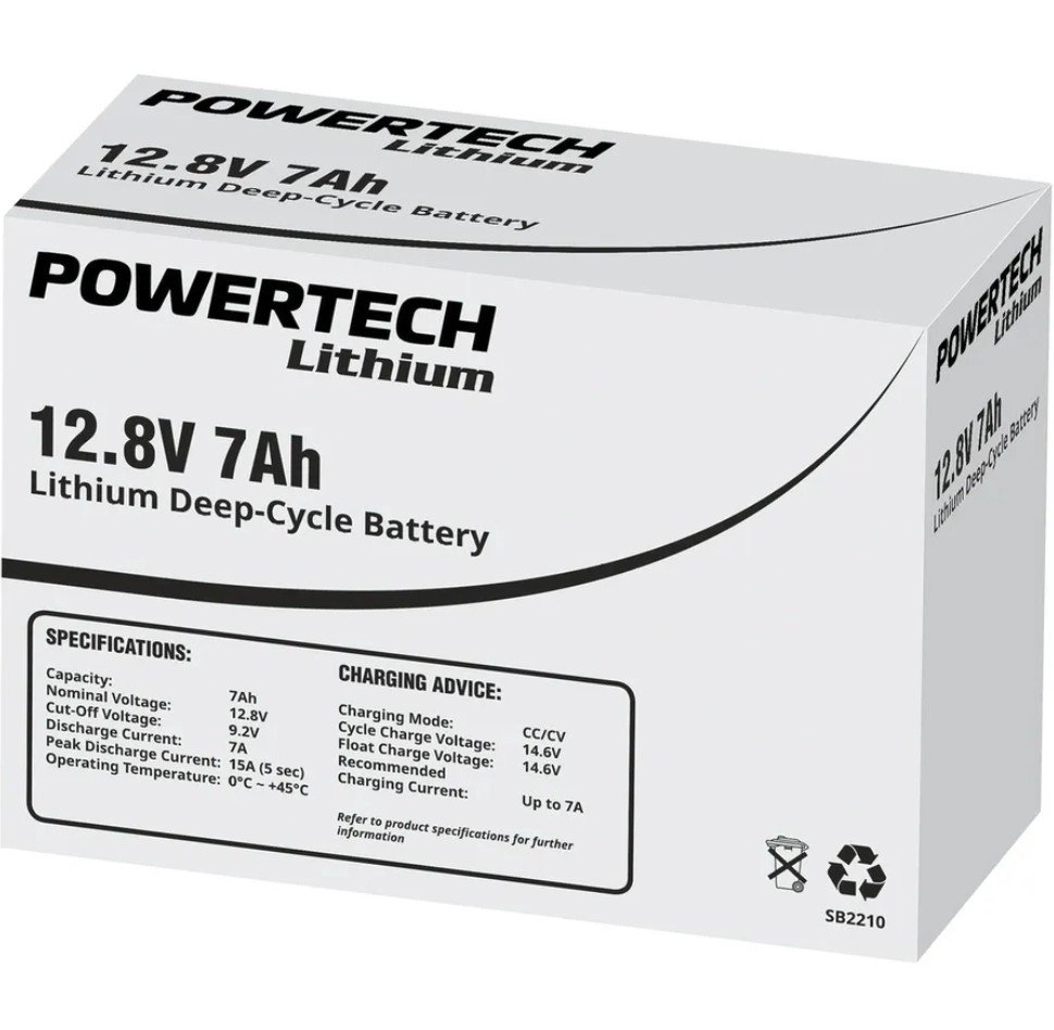 Powertech Deep Cycle LiFePO4 Lithium Rechargeable Battery 12V 7Ah - Marine Batteries - Batteries ...