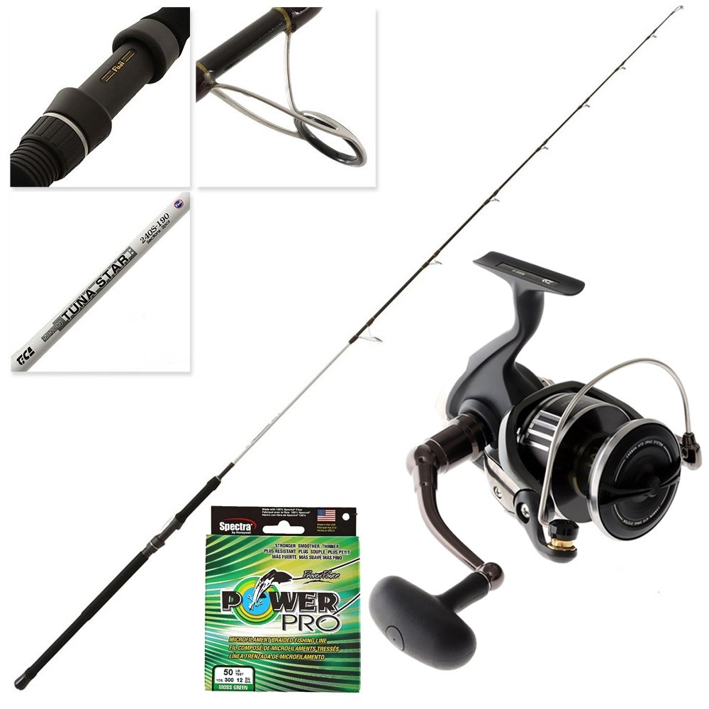 Daiwa 8000 BGMQ TiCA Tuna Star Stickbait Popper Spin Combo with Braid ...